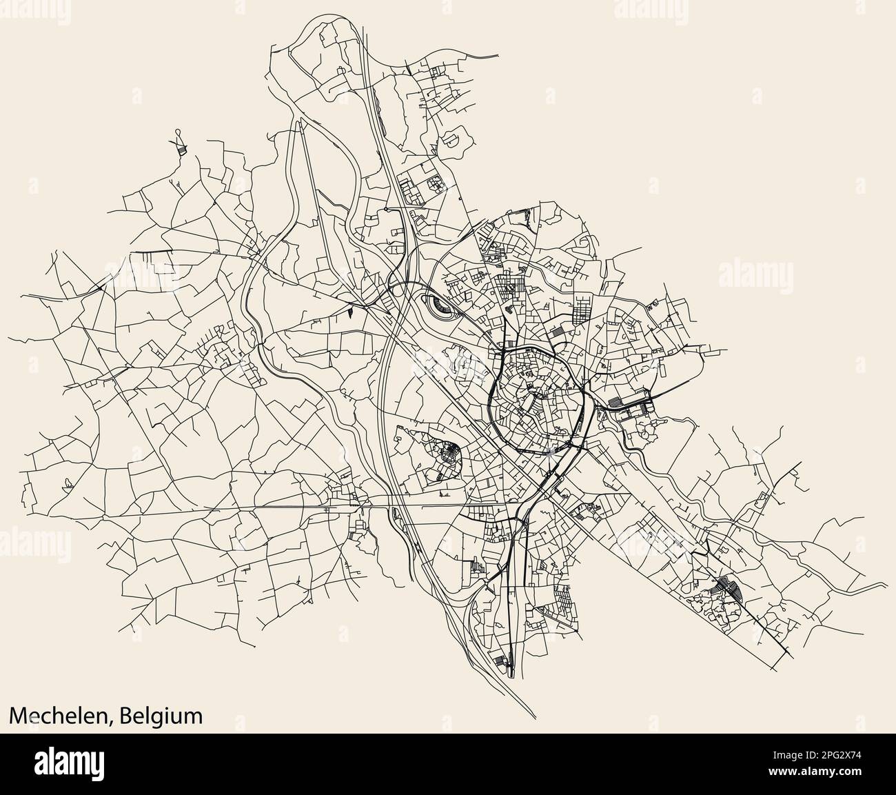 Street roads map of MECHELEN, BELGIUM Stock Vector Image & Art - Alamy