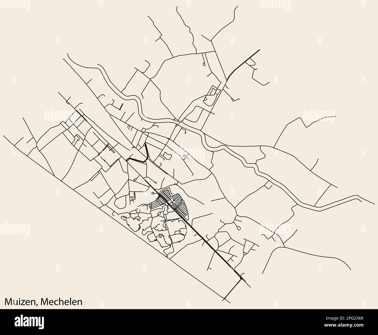 Street roads map of the MUIZEN SUBMUNICIPALITY, MECHELEN Stock Vector ...