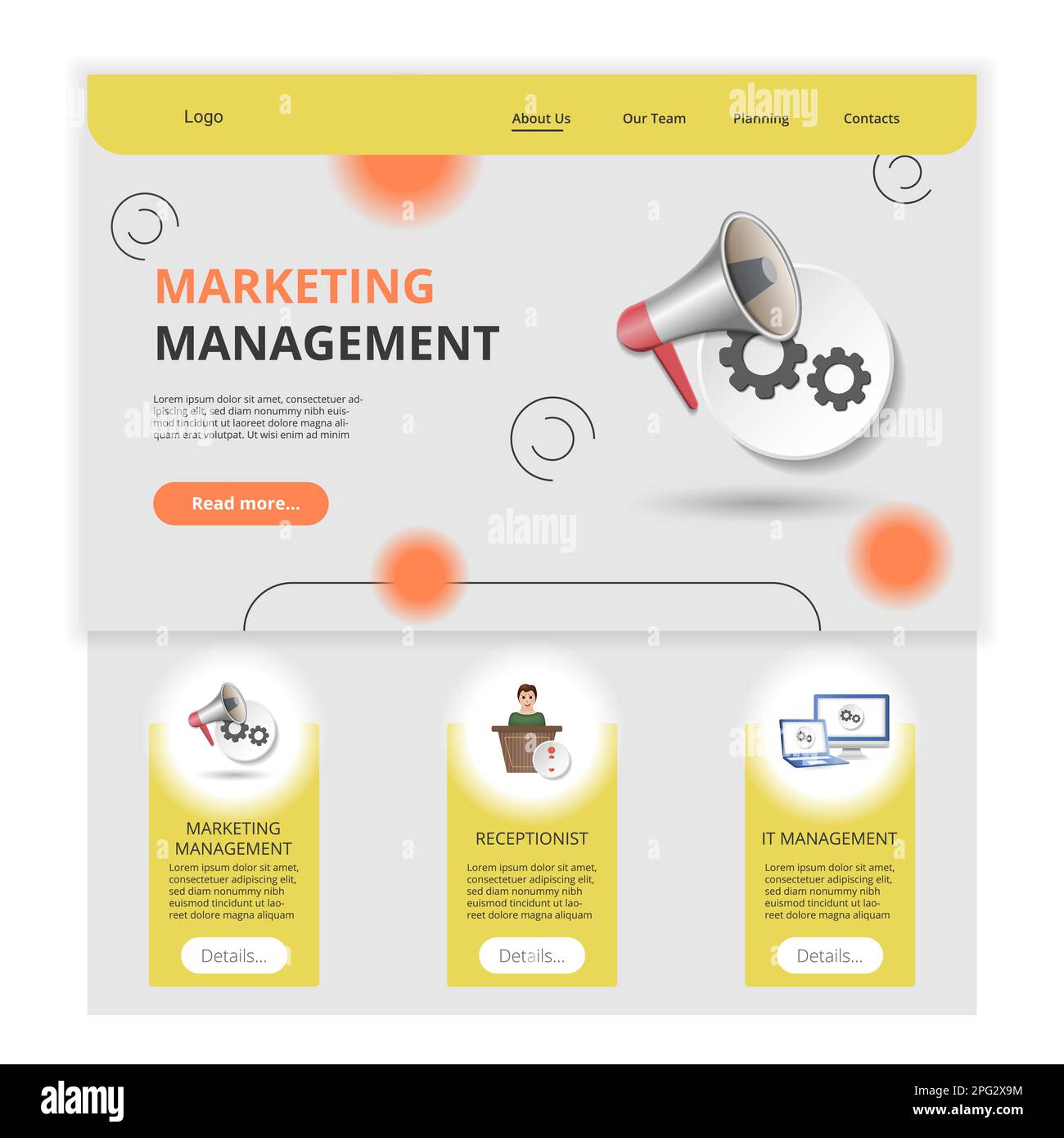 Marketing management flat landing page website template. Marketing ...