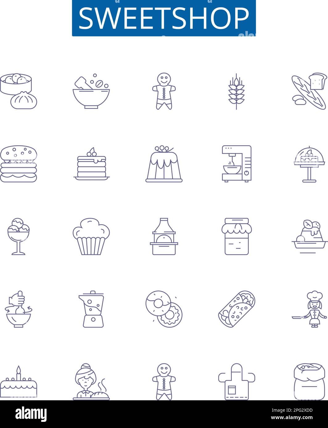 Sweetshop line icons signs set. Design collection of Candy, Sweet ...