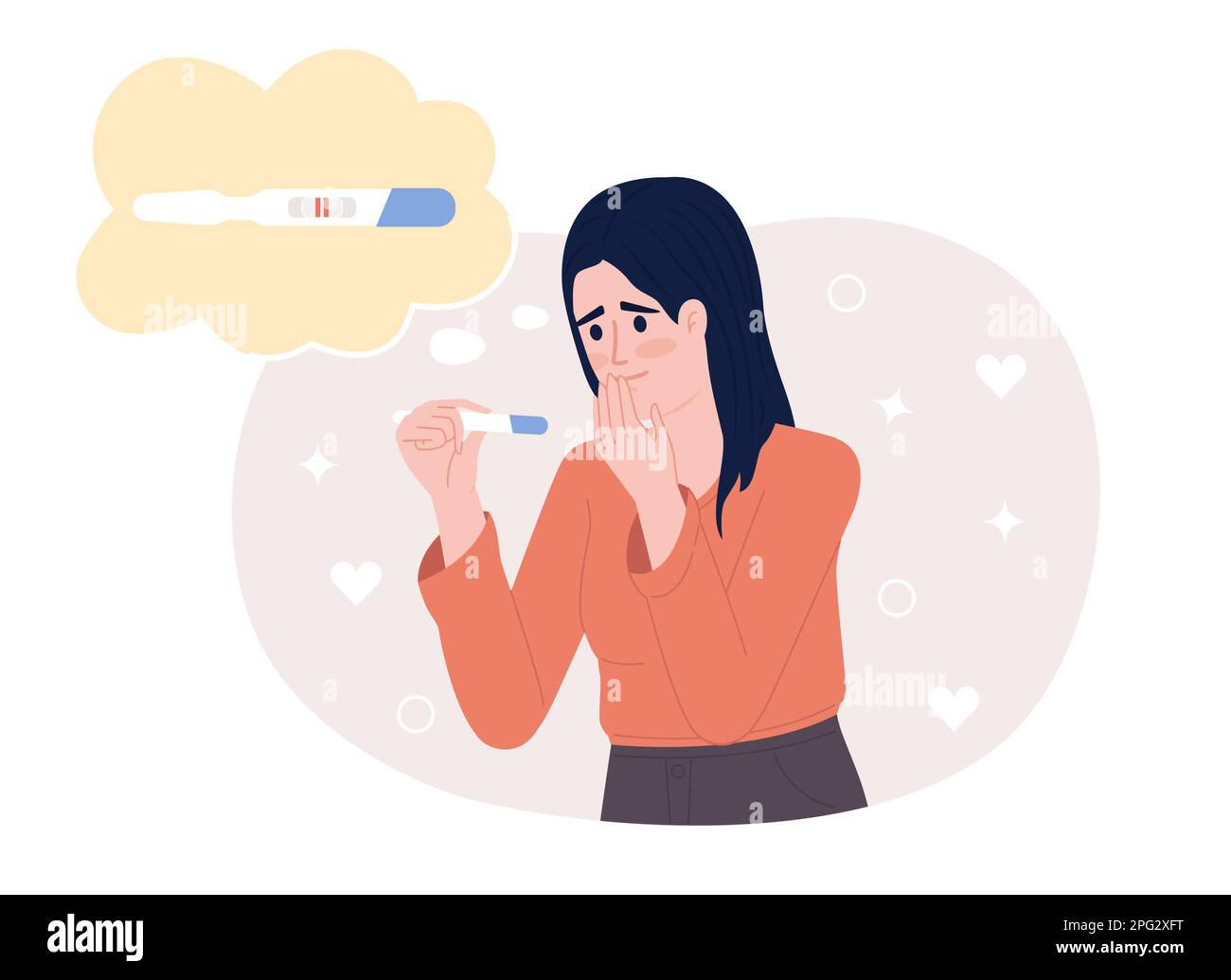 Happy Woman Finds Out Positive Result On Pregnancy Test 2d Vector