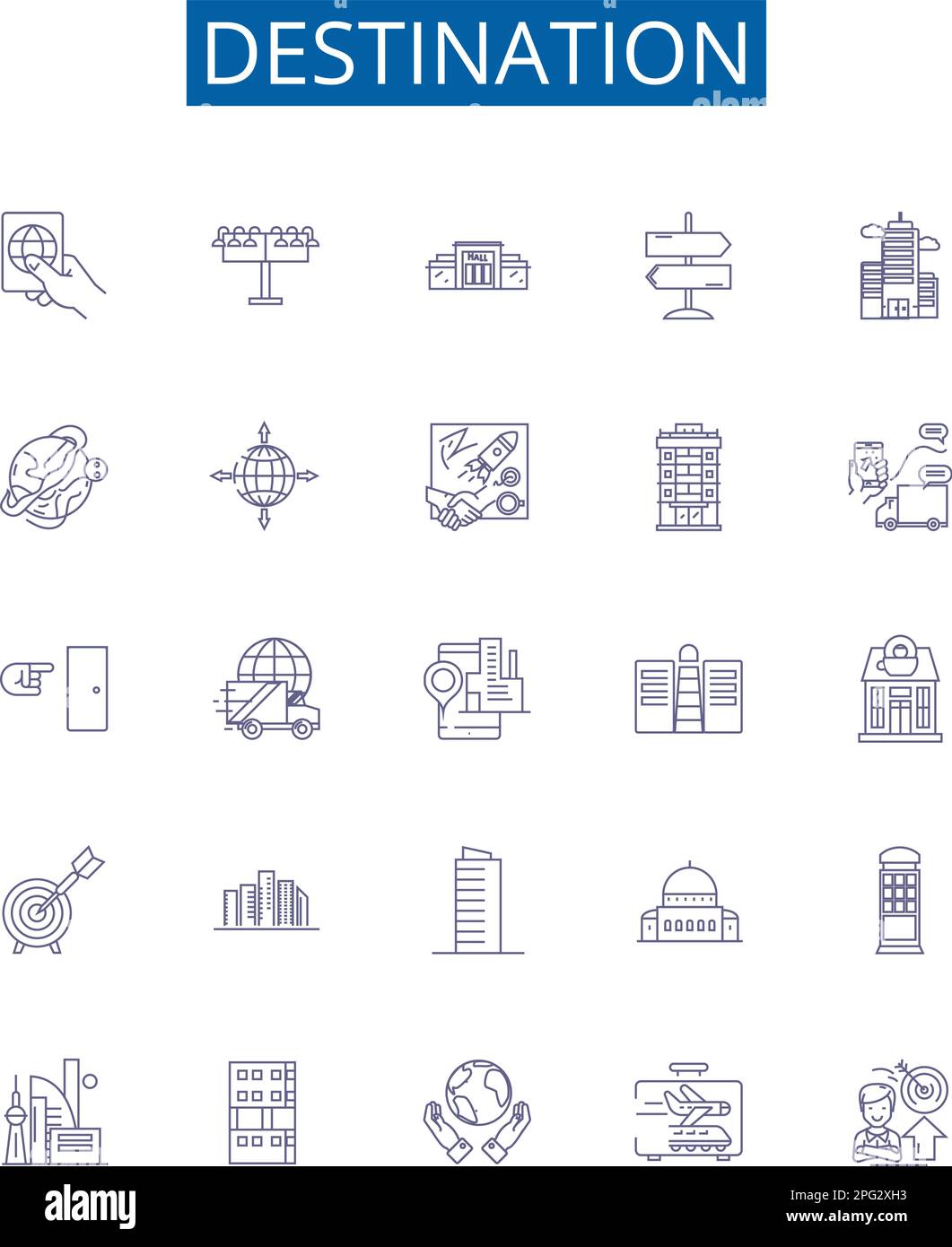 Destination line icons signs set. Design collection of Destination ...
