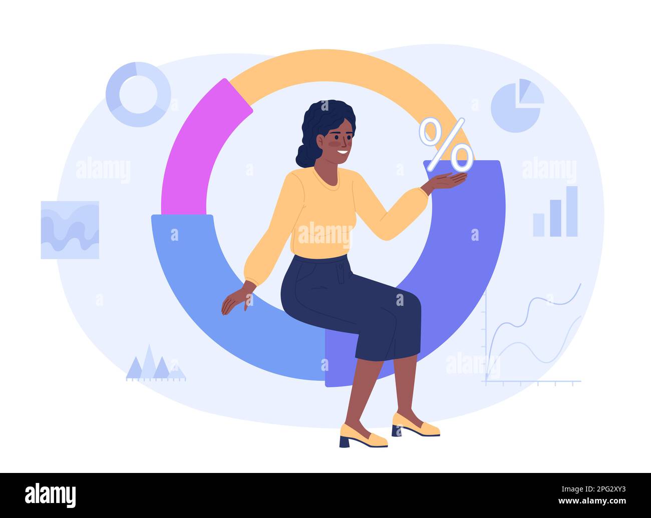 Making pie chart for presentation flat concept vector spot illustration ...