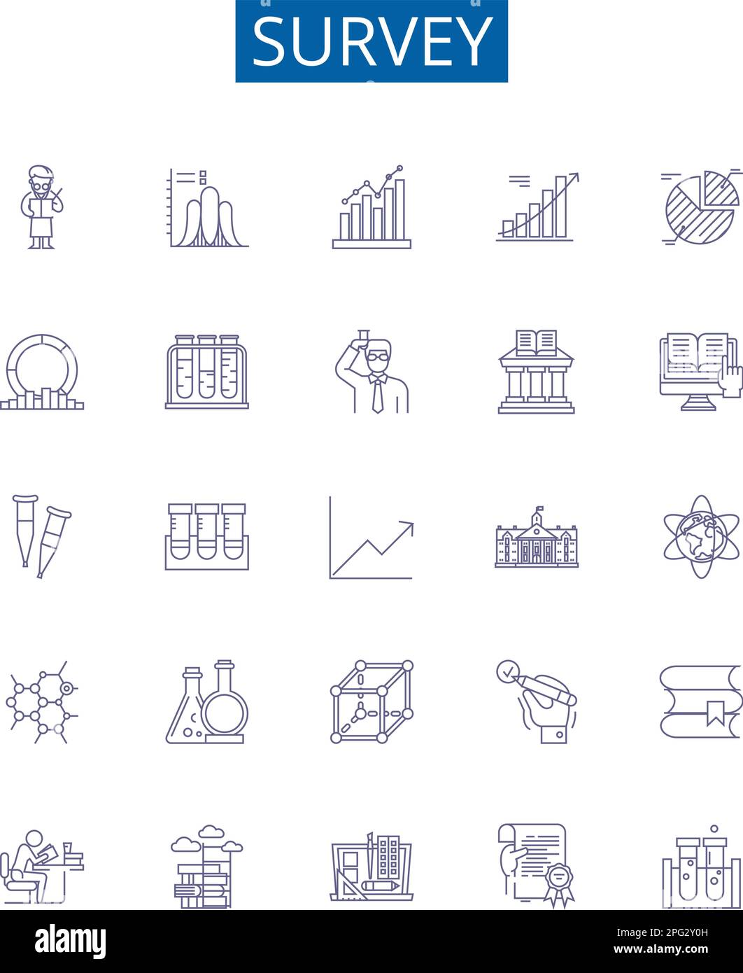 Survey line icons signs set. Design collection of Questionnaire, Poll, Research, Assessment ...