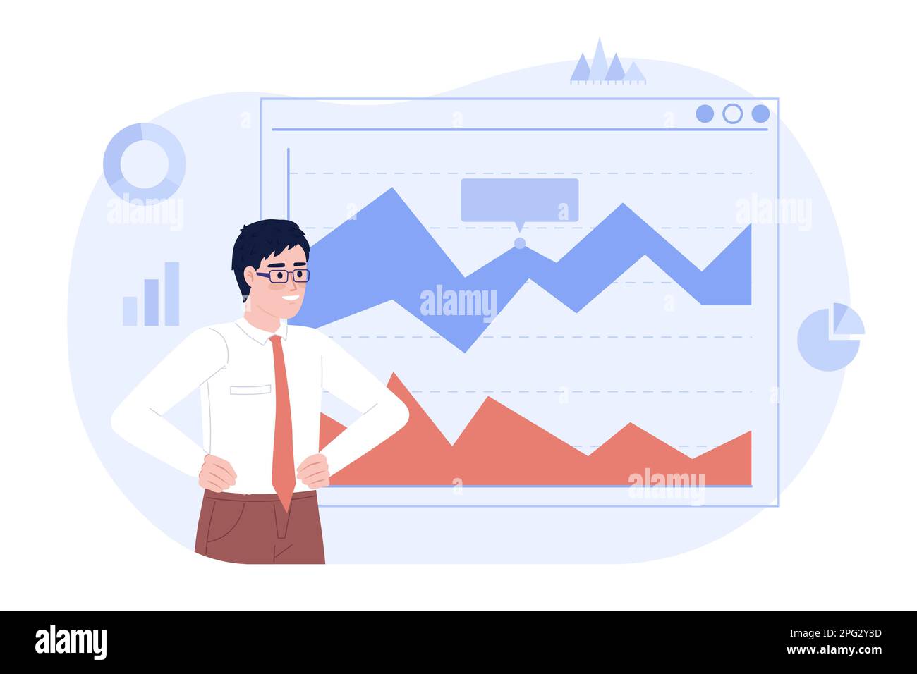 Area graph in business analytics flat concept vector spot illustration ...