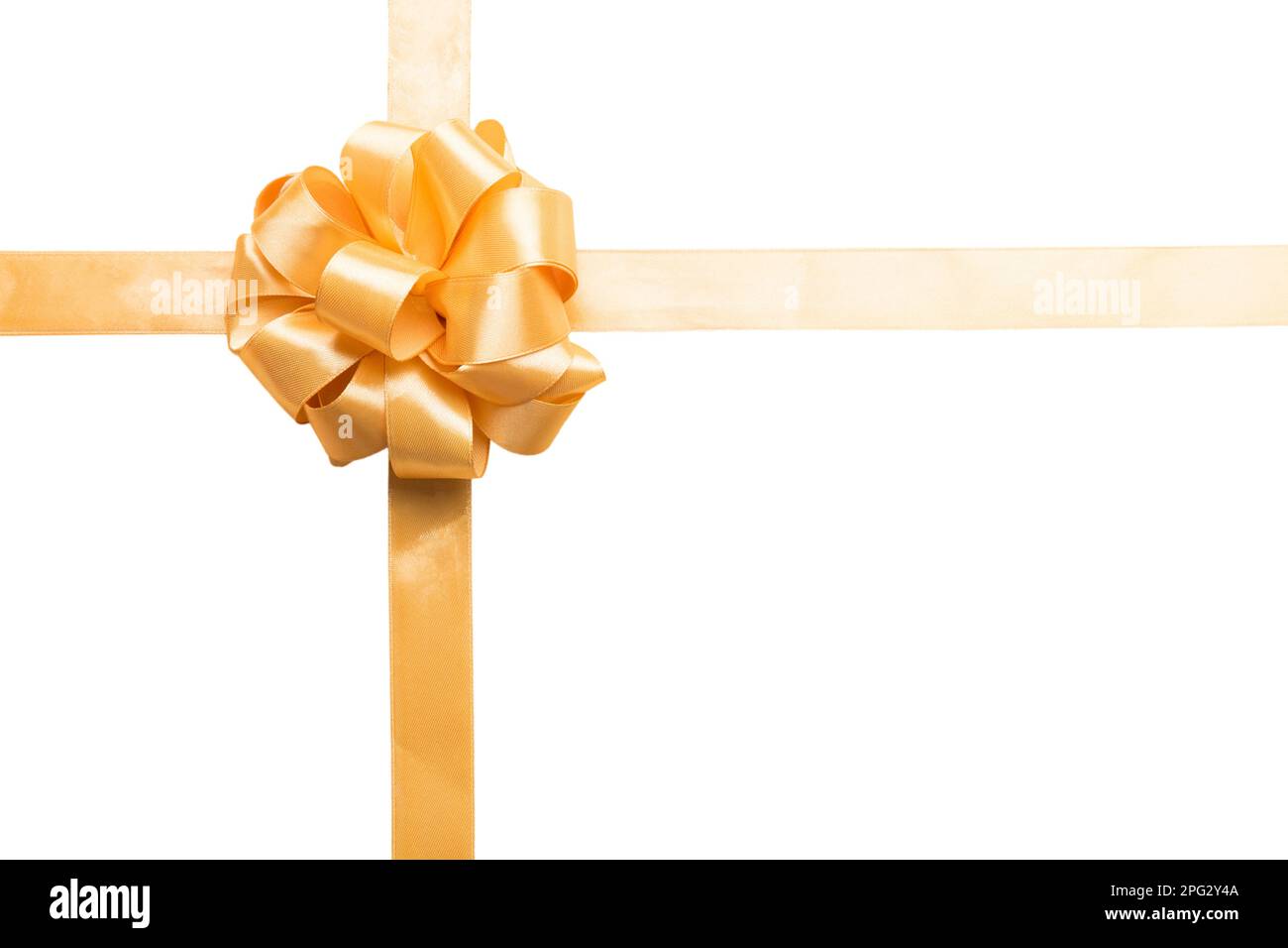 Gold ribbon bow isolated on white background. empty space for design ...