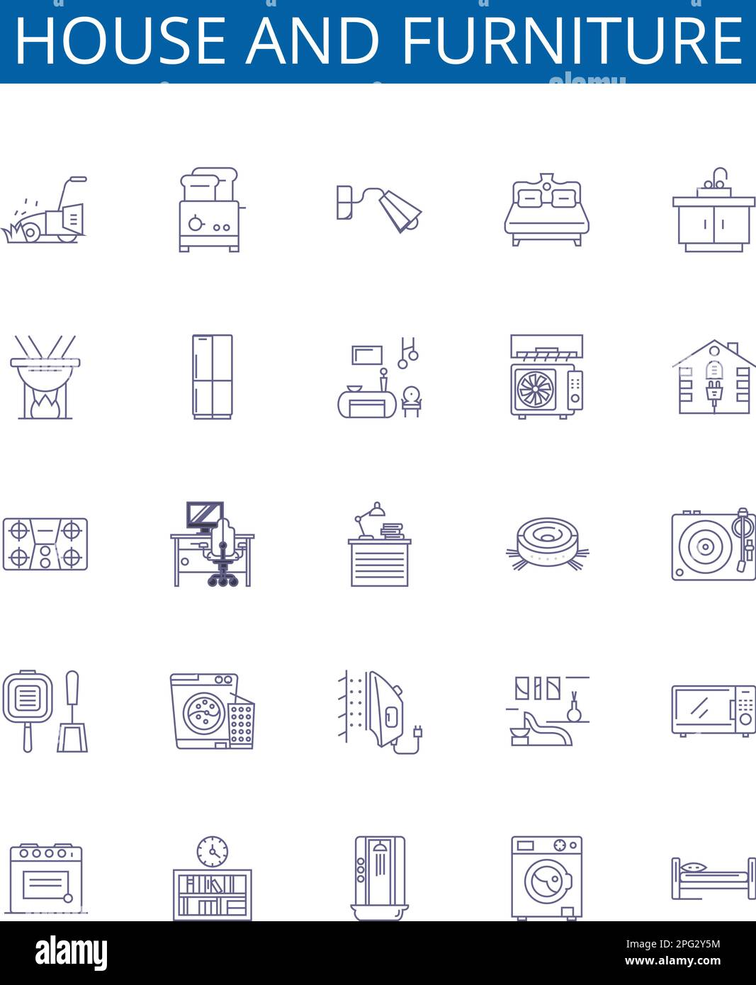 House and furniture line icons signs set. Design collection of house ...