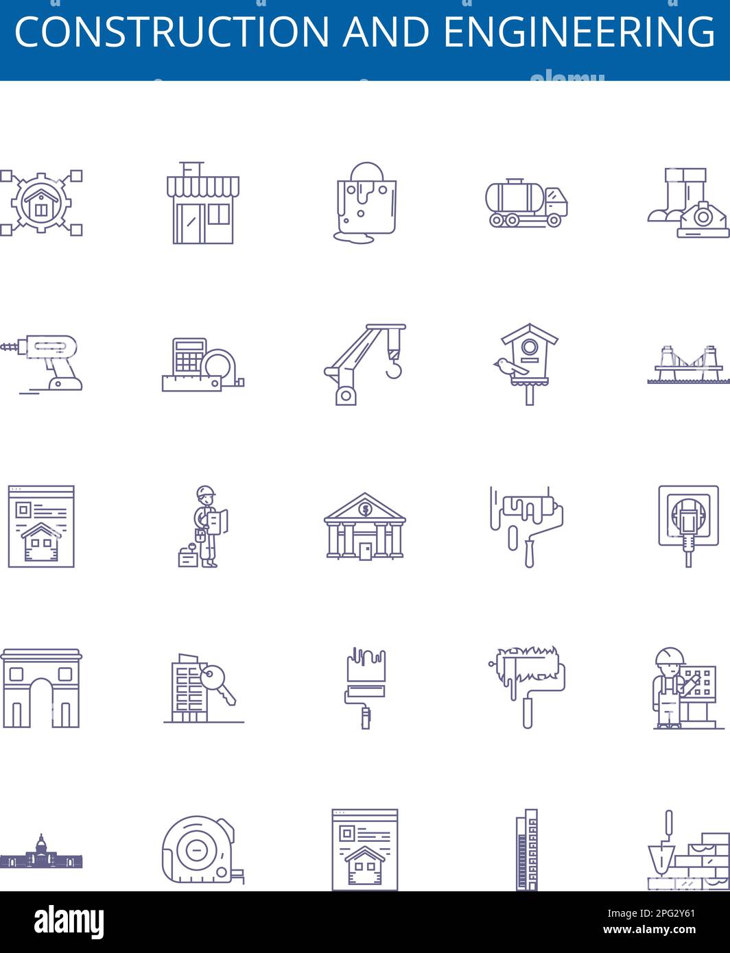 Construction And Engineering Line Icons Signs Set Design Collection Of