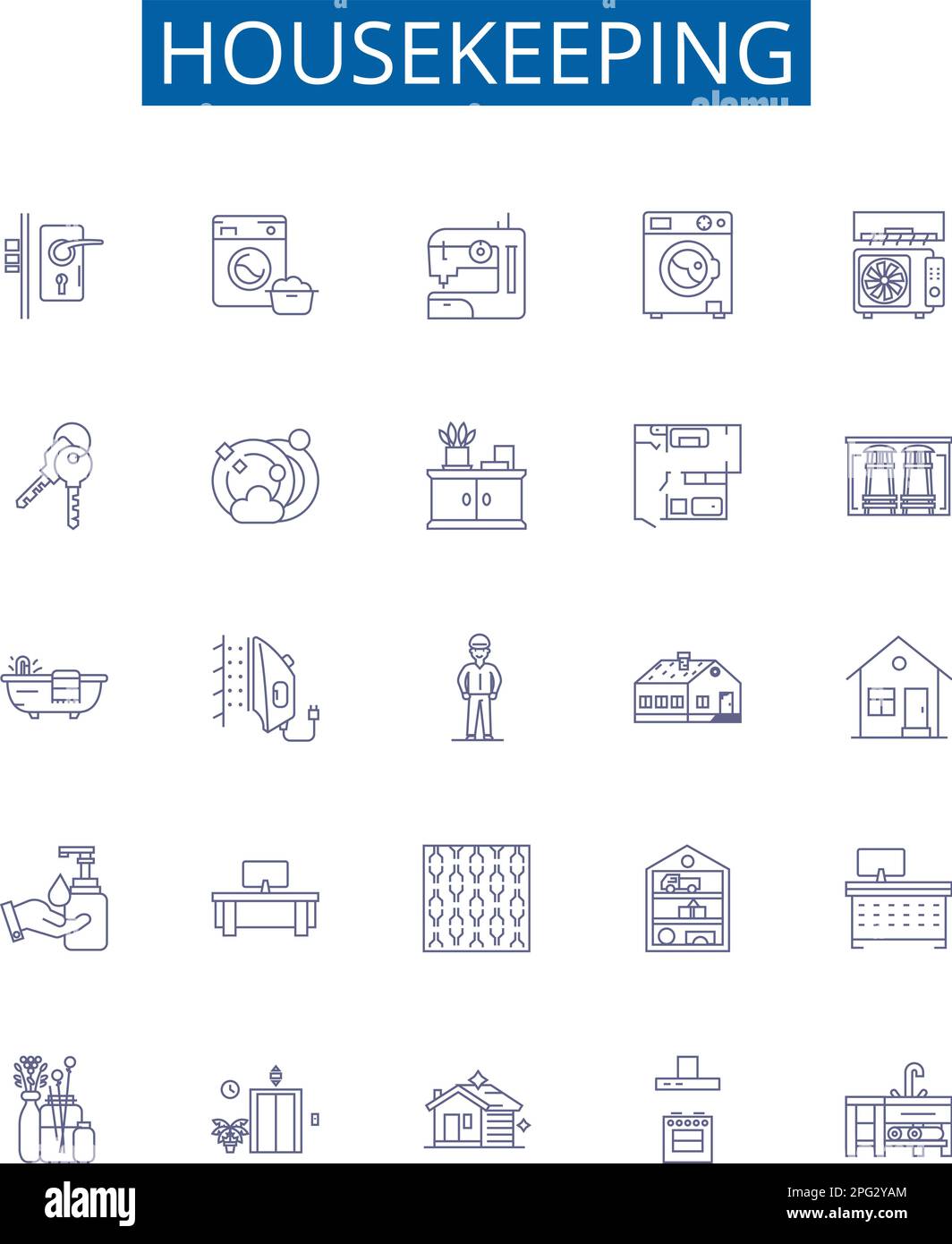 Housekeeping line icons signs set. Design collection of Cleaning ...