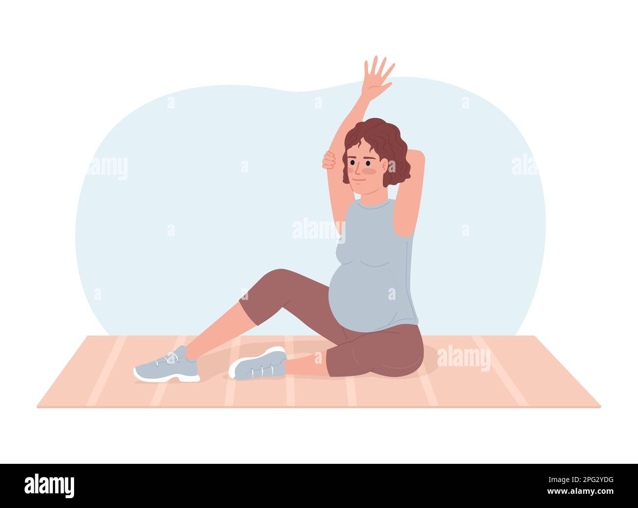 Pregnancy stretches for back pain relieving 2D vector isolated spot ...