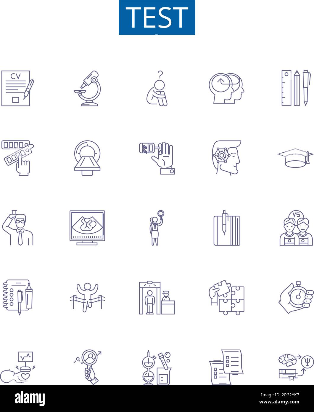 Test line icons signs set. Design collection of No periodExam, Assess ...