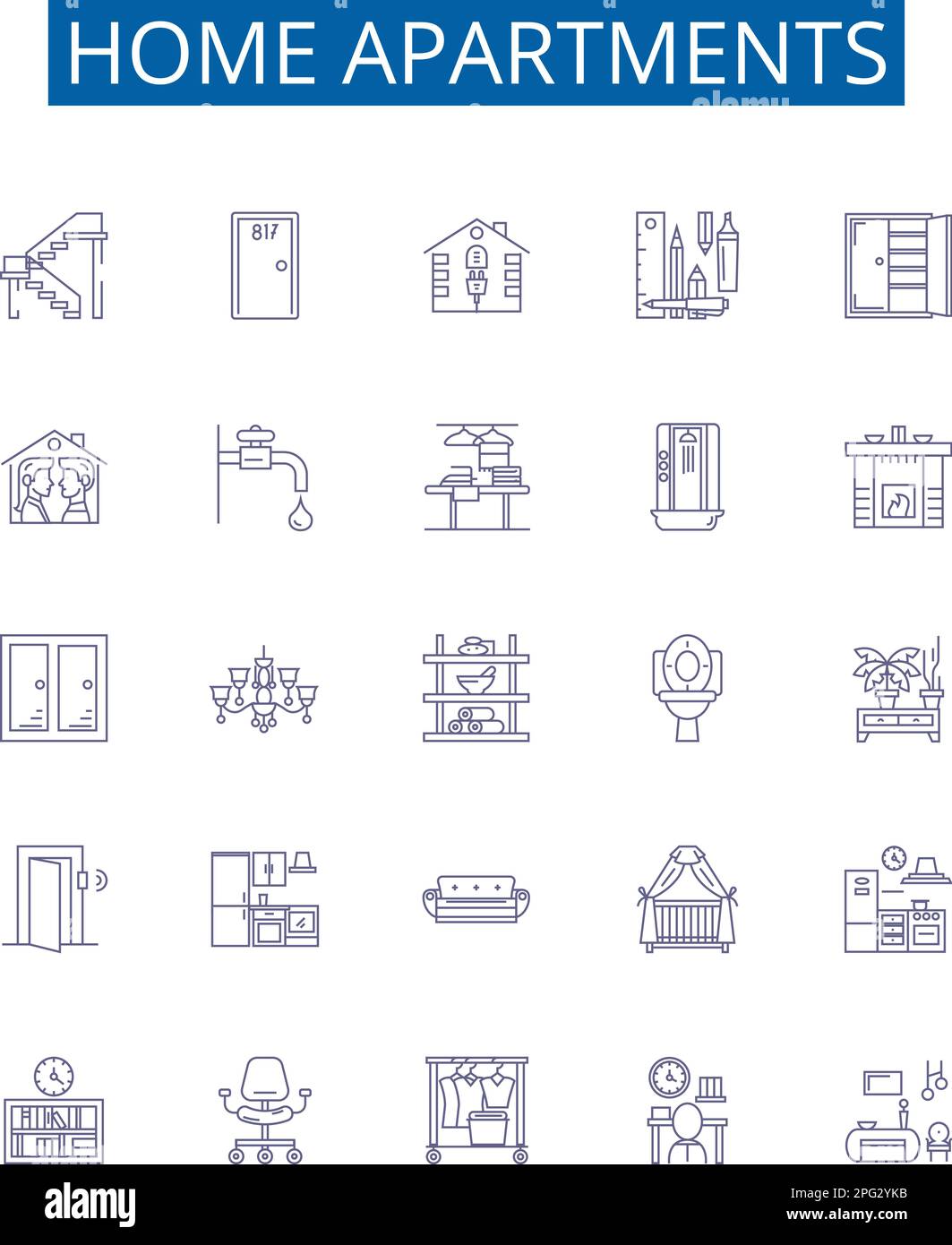 Home apartments line icons signs set. Design collection of Apartments ...