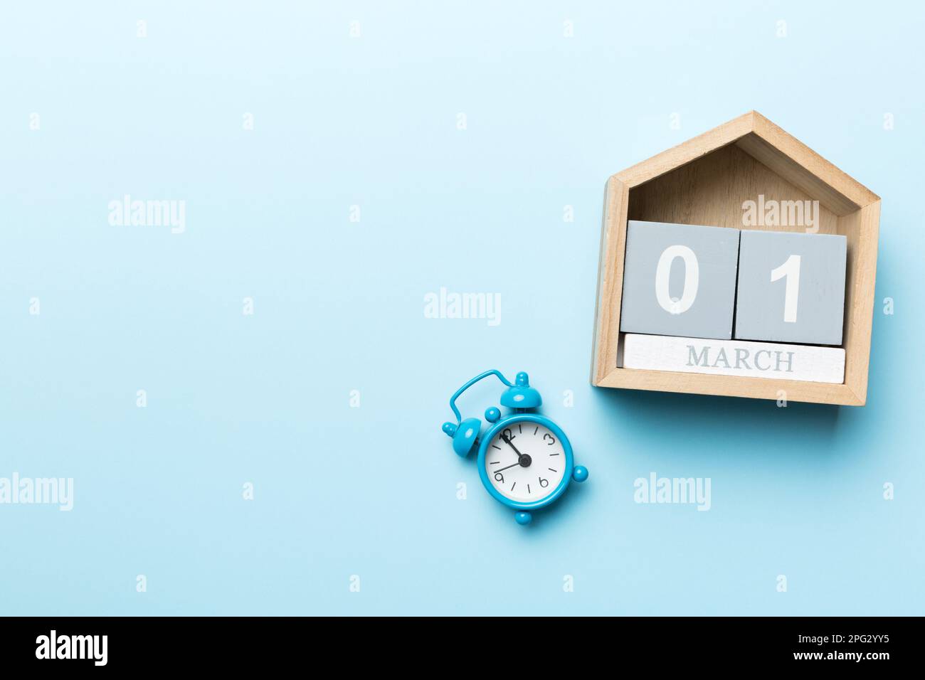 March 1st. Image of March 1 wooden block calendar on colored background ...