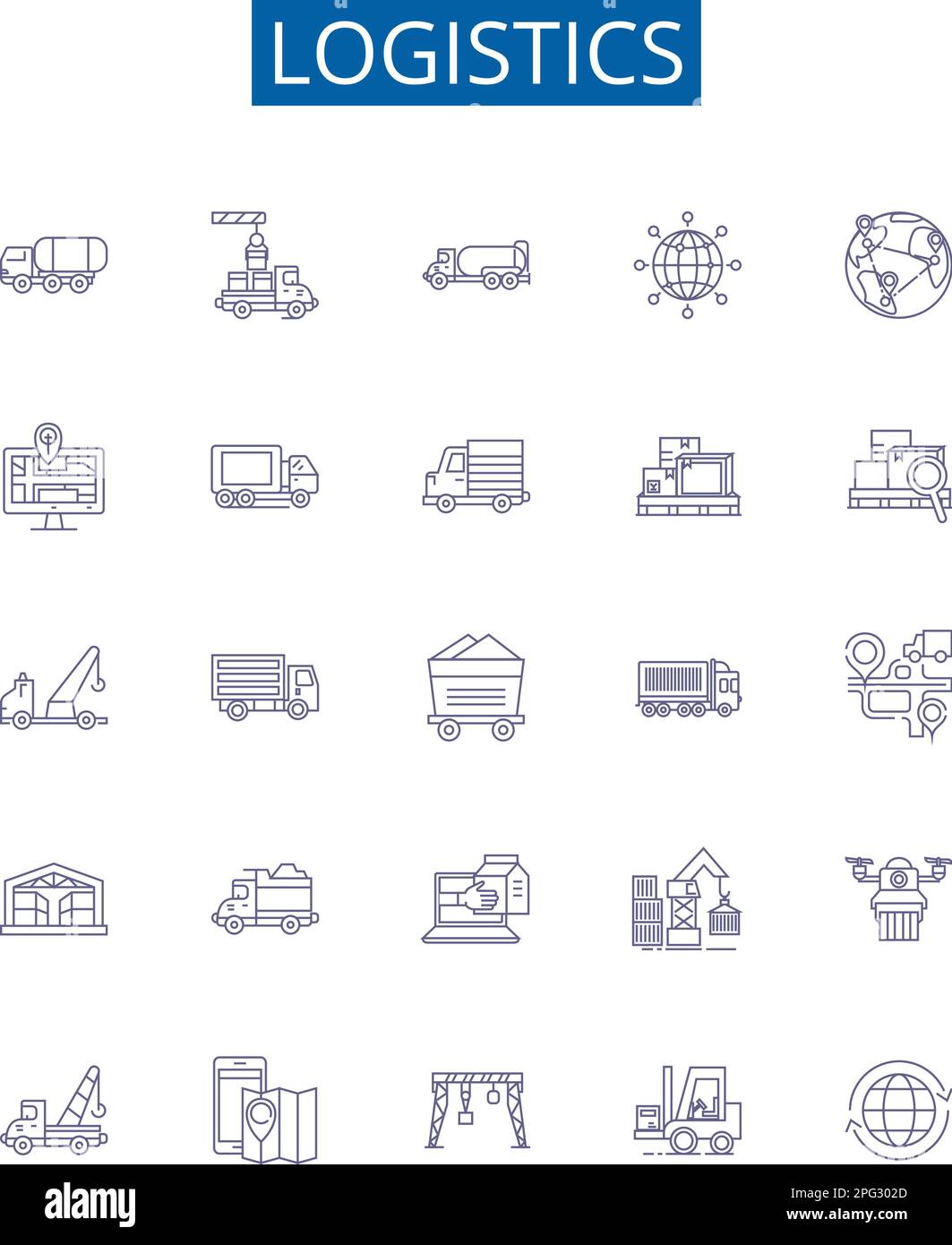 Logistics line icons signs set. Design collection of Distribution ...