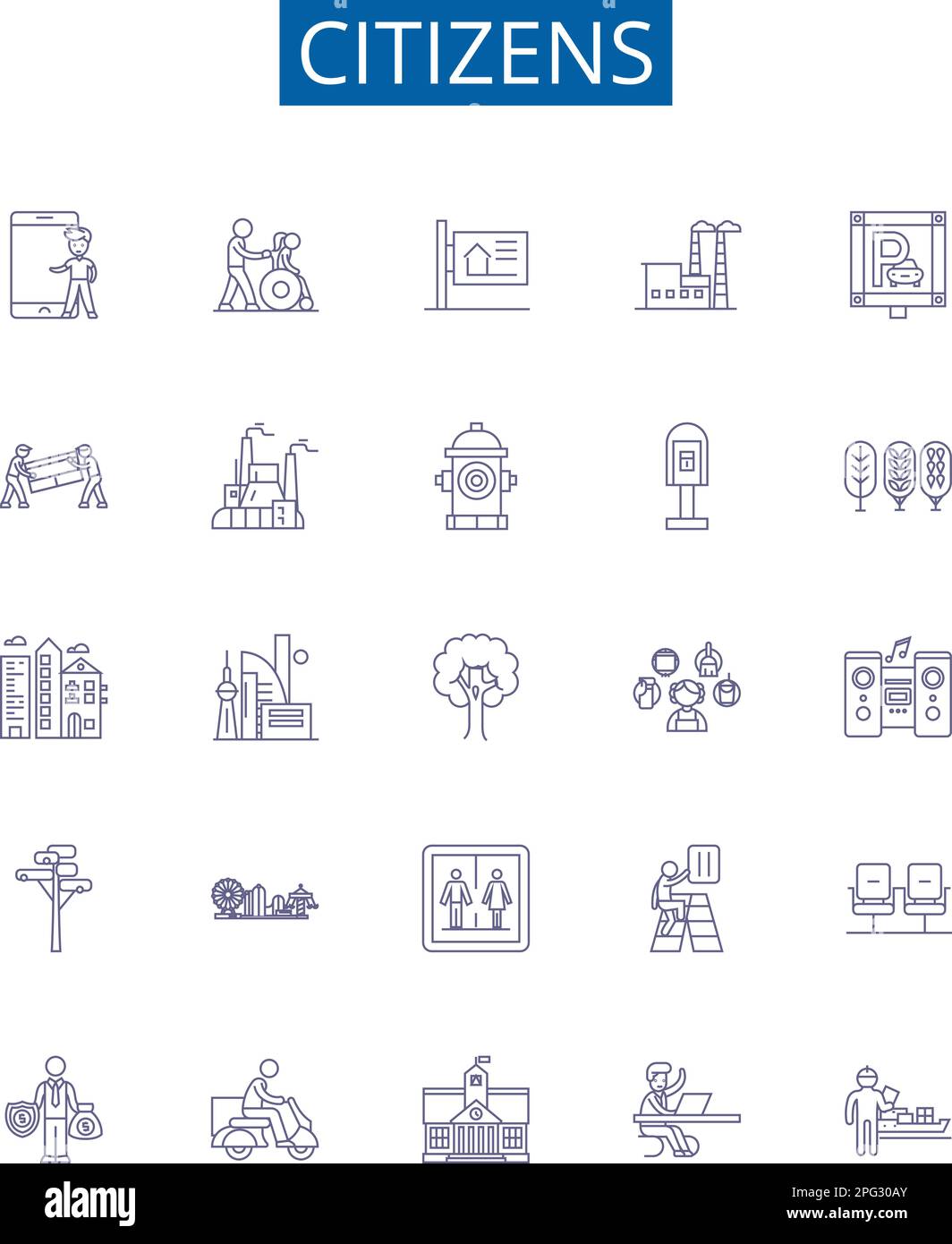 Citizens line icons signs set. Design collection of Citizens ...