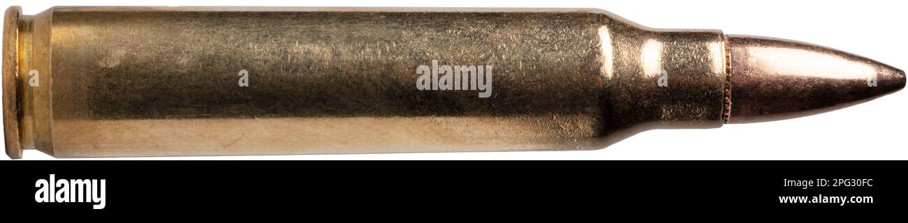 Assault rifle ammo that has a 5.56 mm diameter FMJ bullet Stock Photo ...