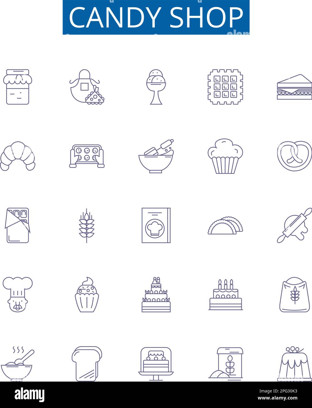 Candy shop line icons signs set. Design collection of Candy, Shop ...