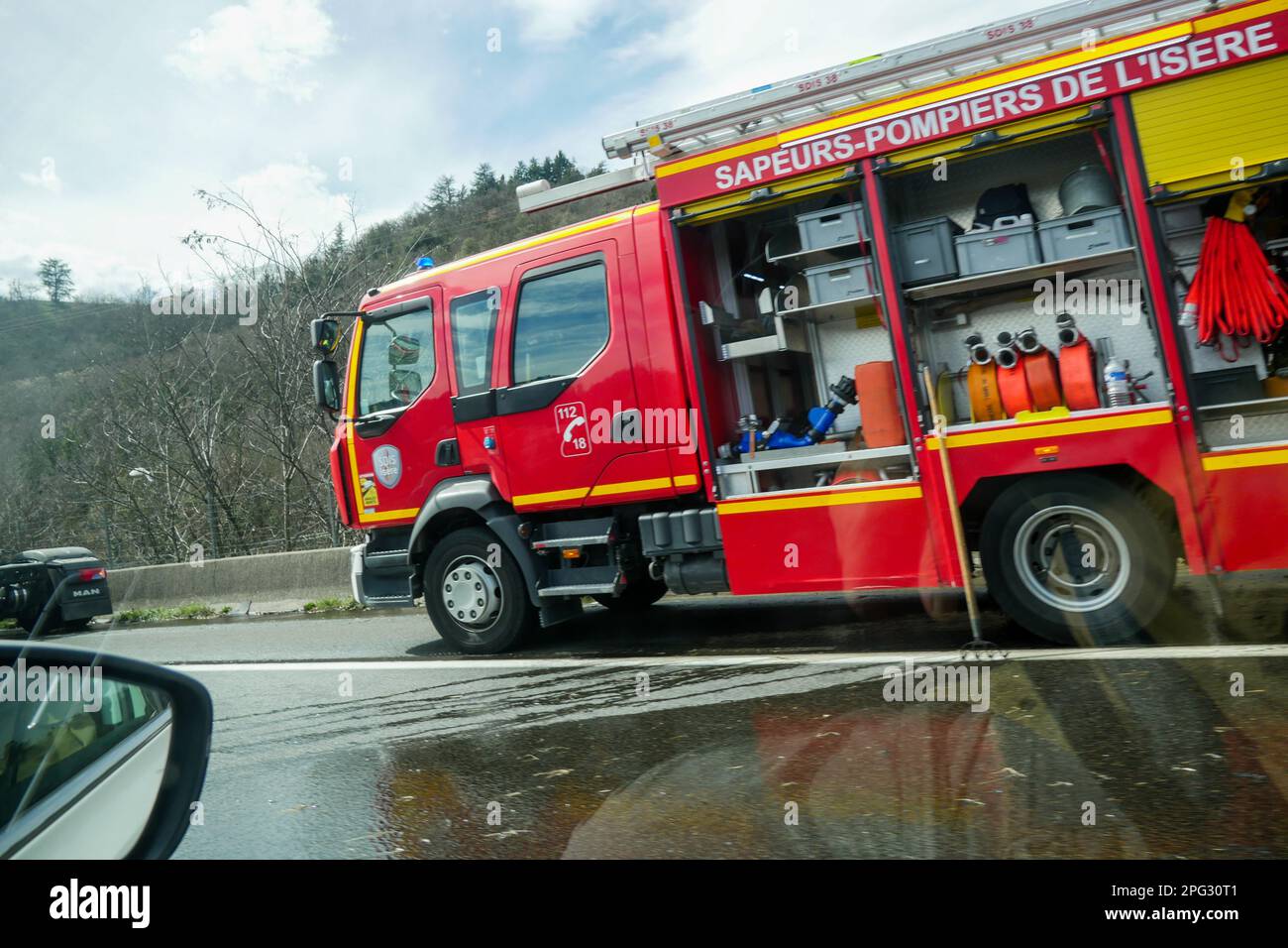 Road accident, A7 motorway, Rhone Valley, France Stock Photo - Alamy