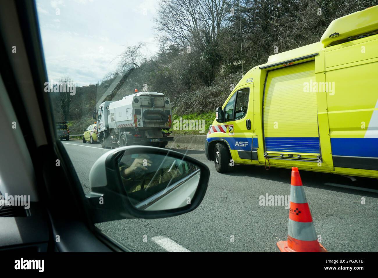 Road accident, A7 motorway, Rhone Valley, France Stock Photo - Alamy