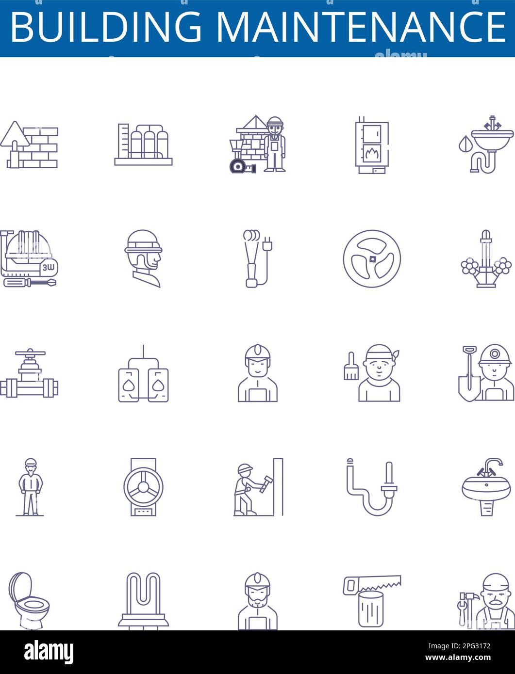 Building maintenance line icons signs set. Design collection of Repair ...