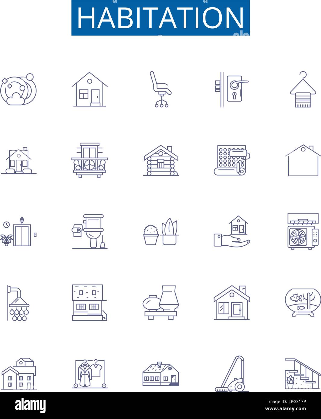 Habitation line icons signs set. Design collection of Accommodation ...