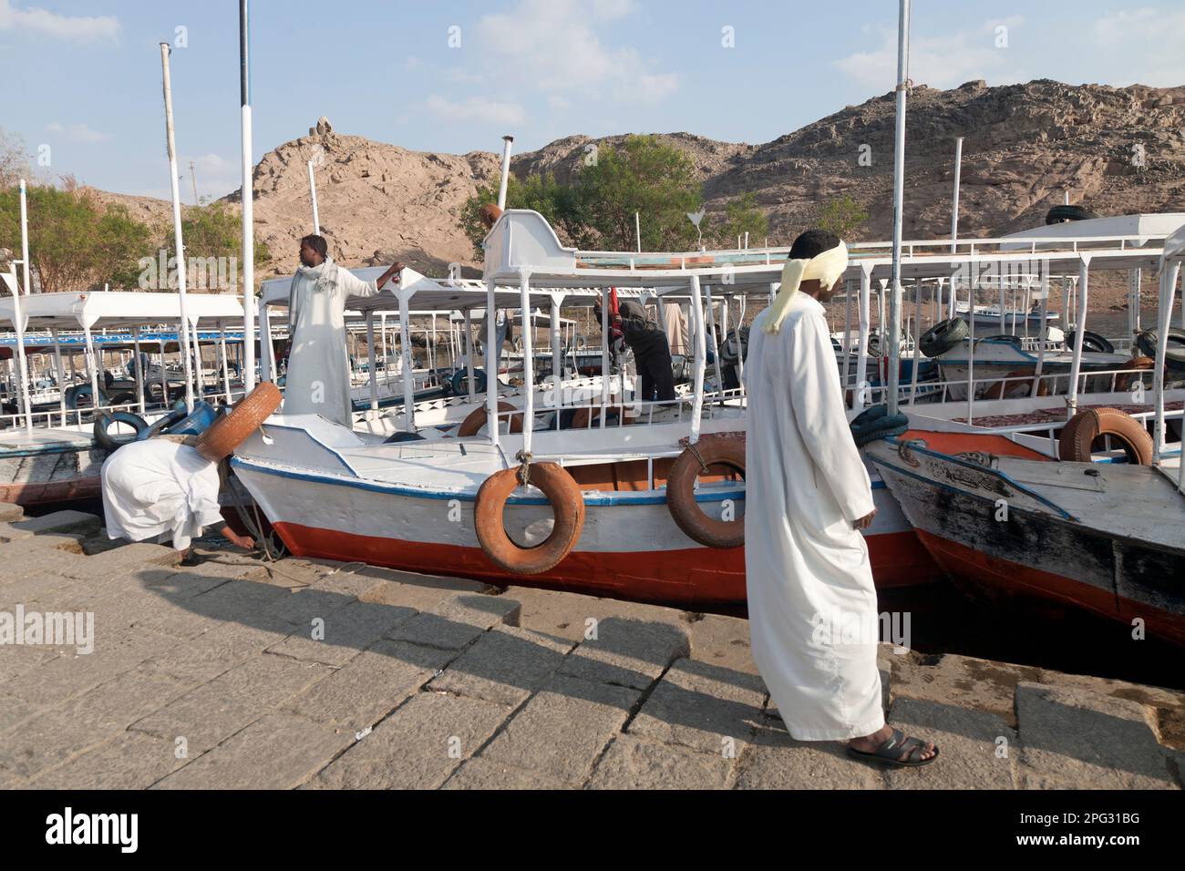 The boat landing to the Temple of Edfu, Aswan, Nile, Egypt Stock Photo ...