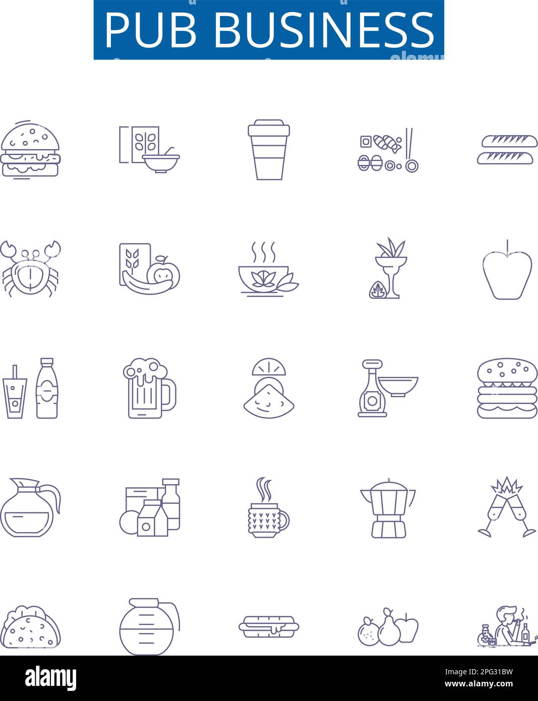 Pub business line icons signs set. Design collection of Pub, Business ...