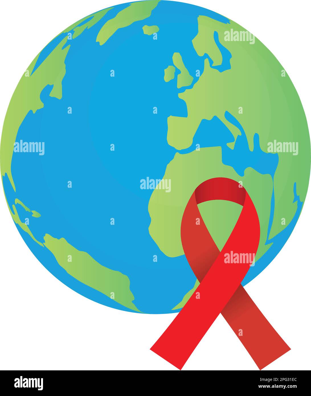 Earth globe with red ribbon, world AIDS day awareness Stock Vector Image & Art - Alamy