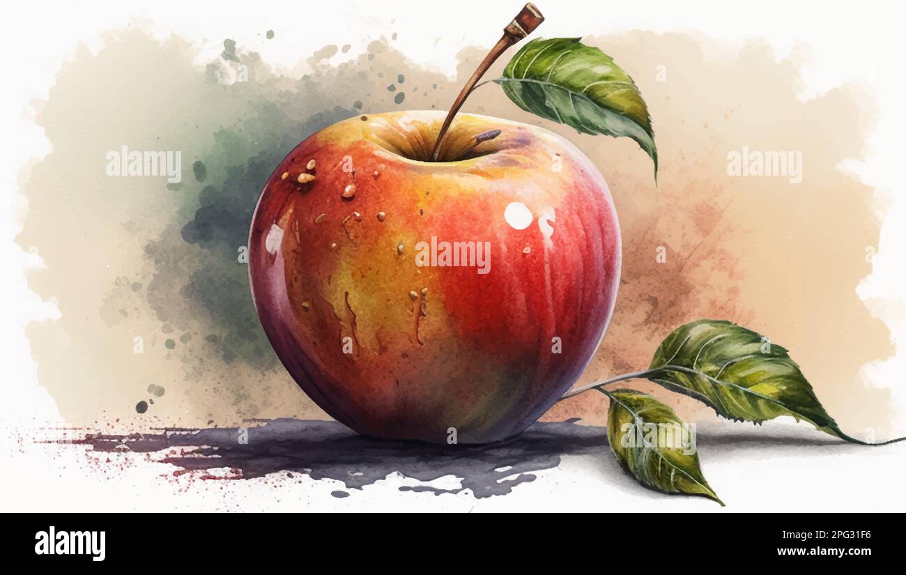 Watercolor apple. Vector illustration on white background Stock Vector ...
