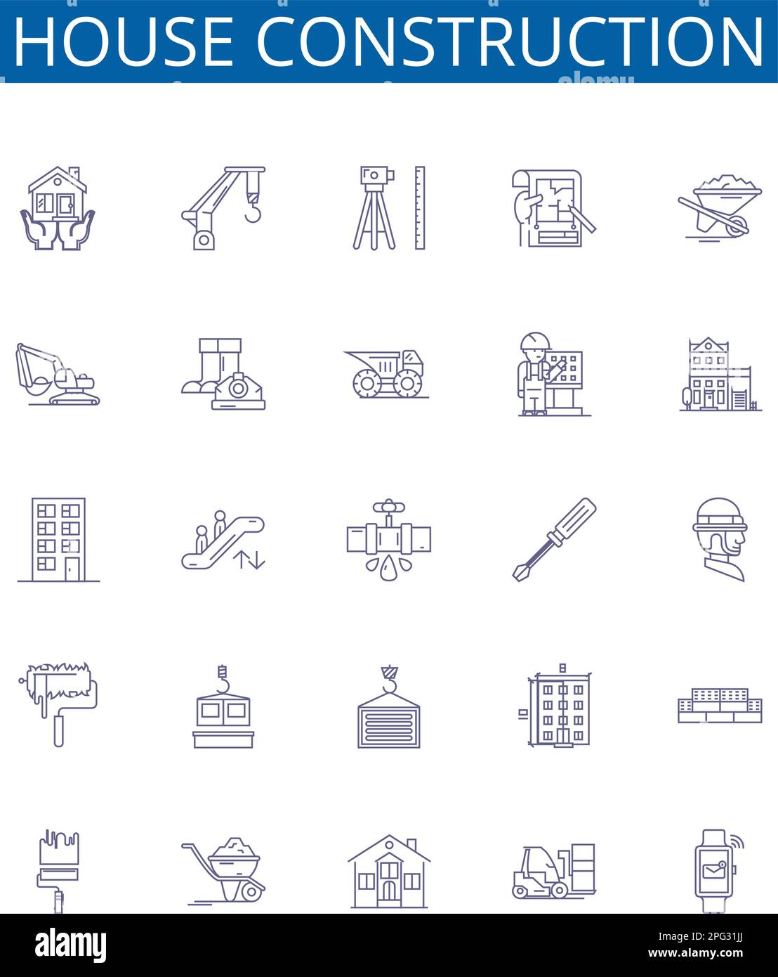 House construction line icons signs set. Design collection of Building ...
