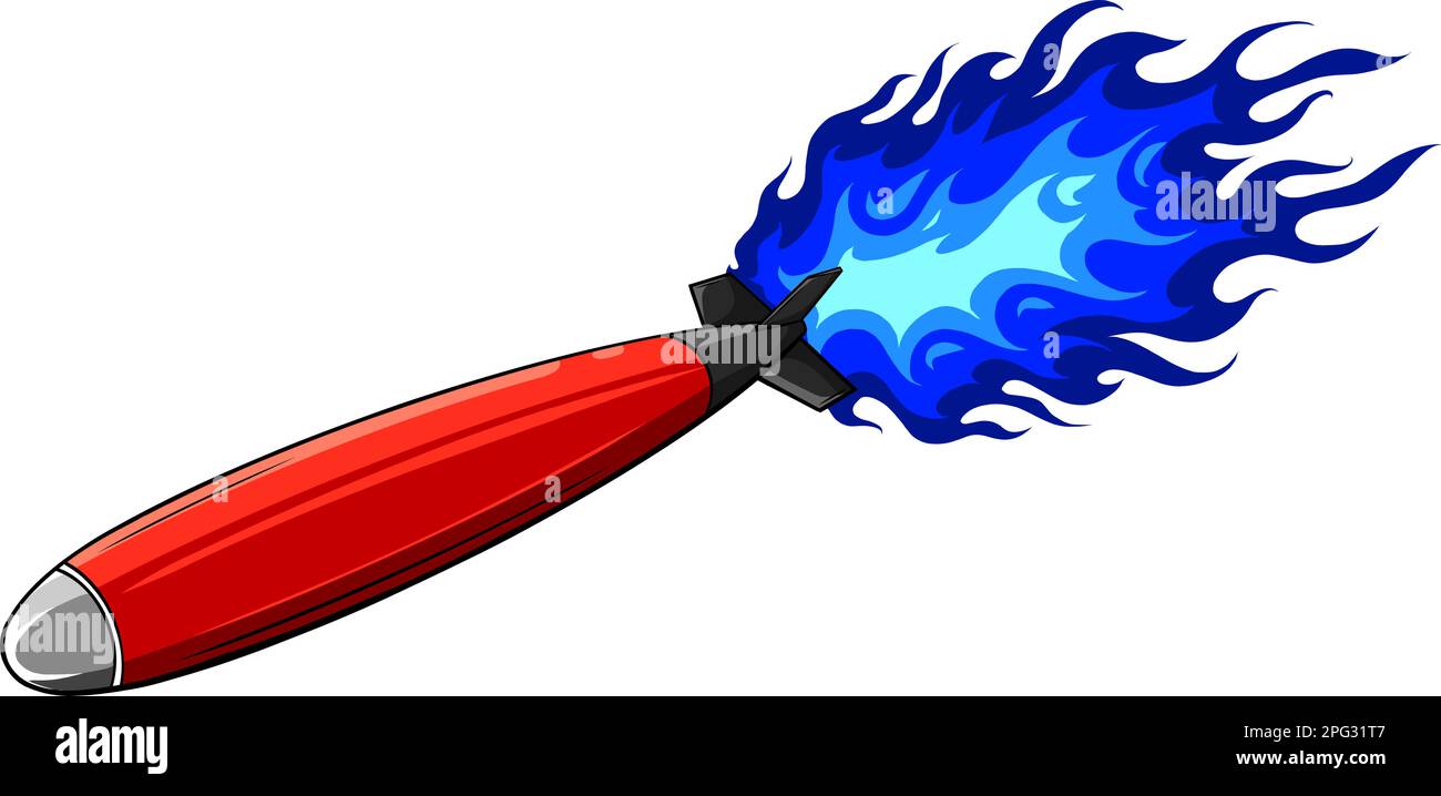 Rocket missile flying style vector illustration. Isolated image on ...
