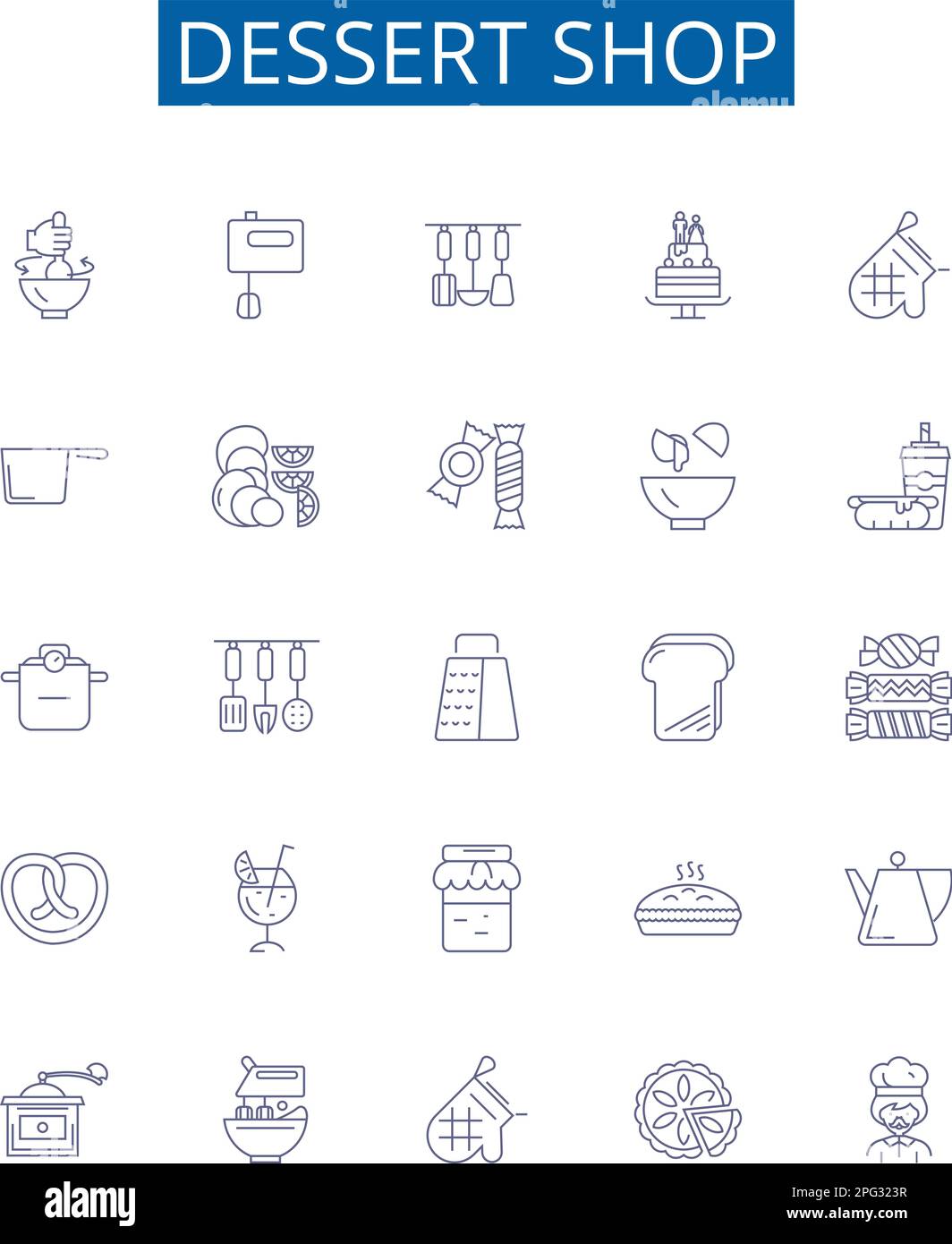 Dessert shop line icons signs set. Design collection of dessert, shop, bakery, pastry ...