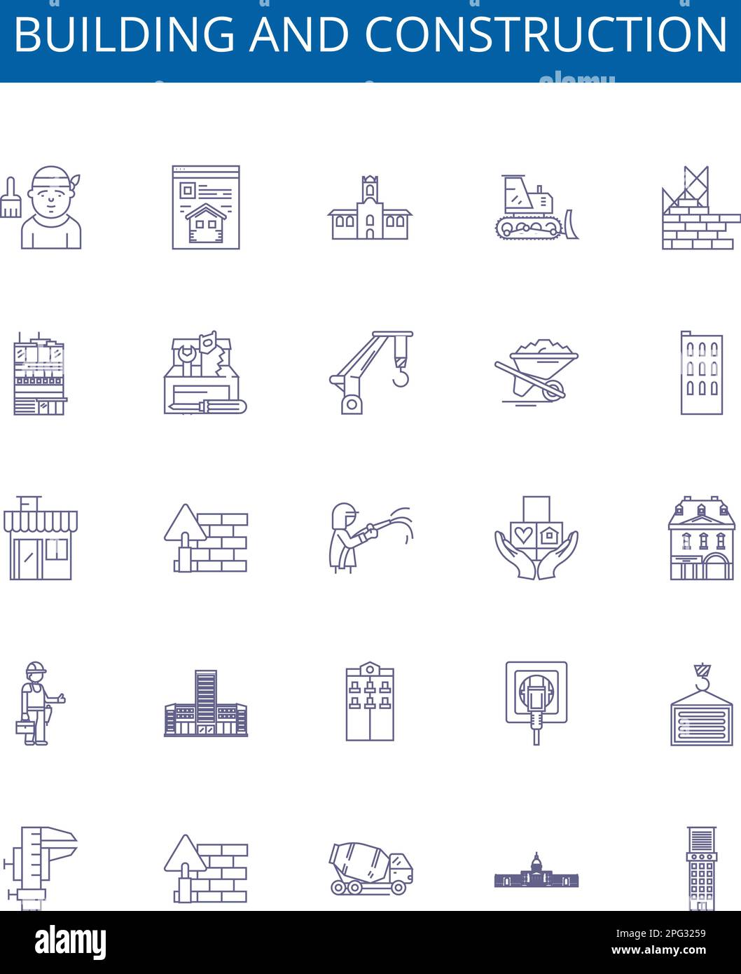 Building and construction line icons signs set. Design collection of ...