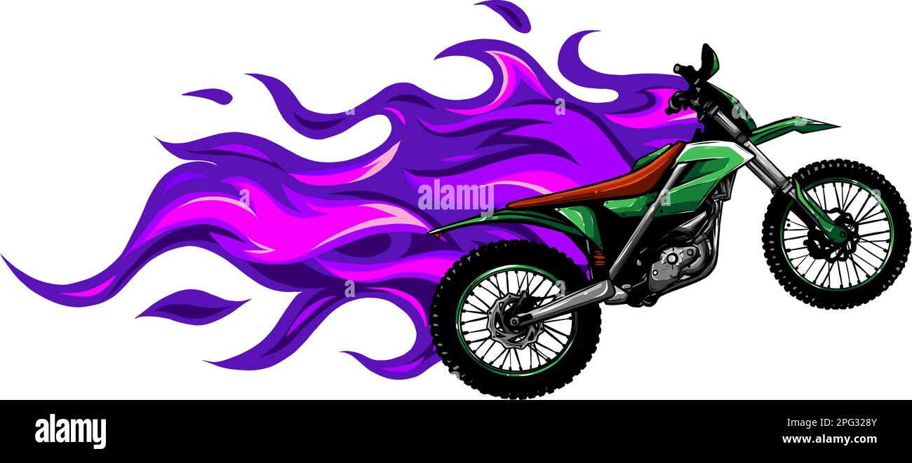Cross motorcycle or motorbike on white background. digital hand draw ...