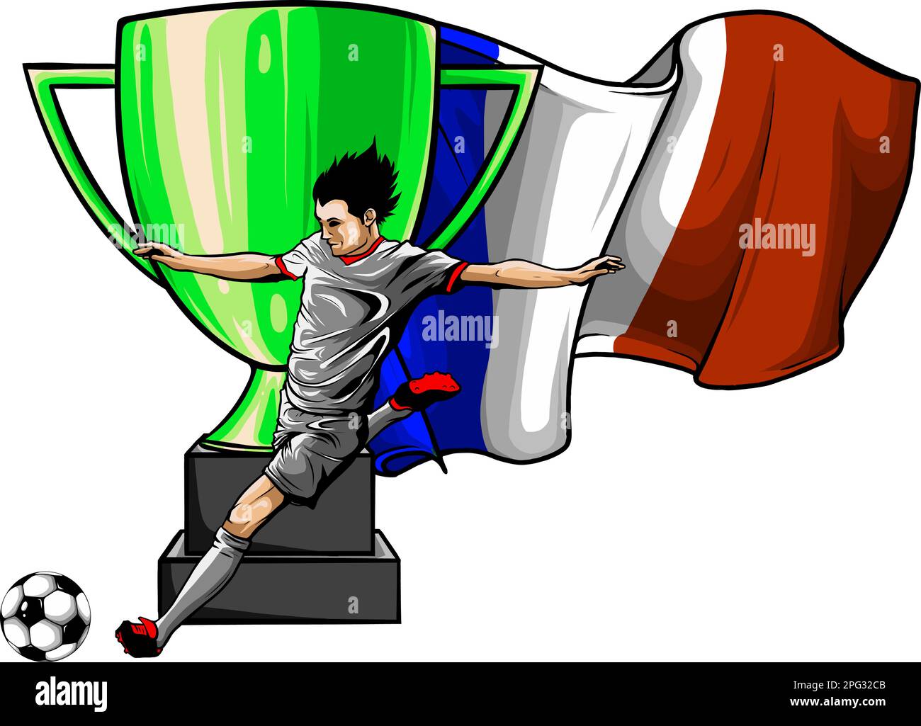 kick the ball soccer vector illustration. digital hand draw design ...