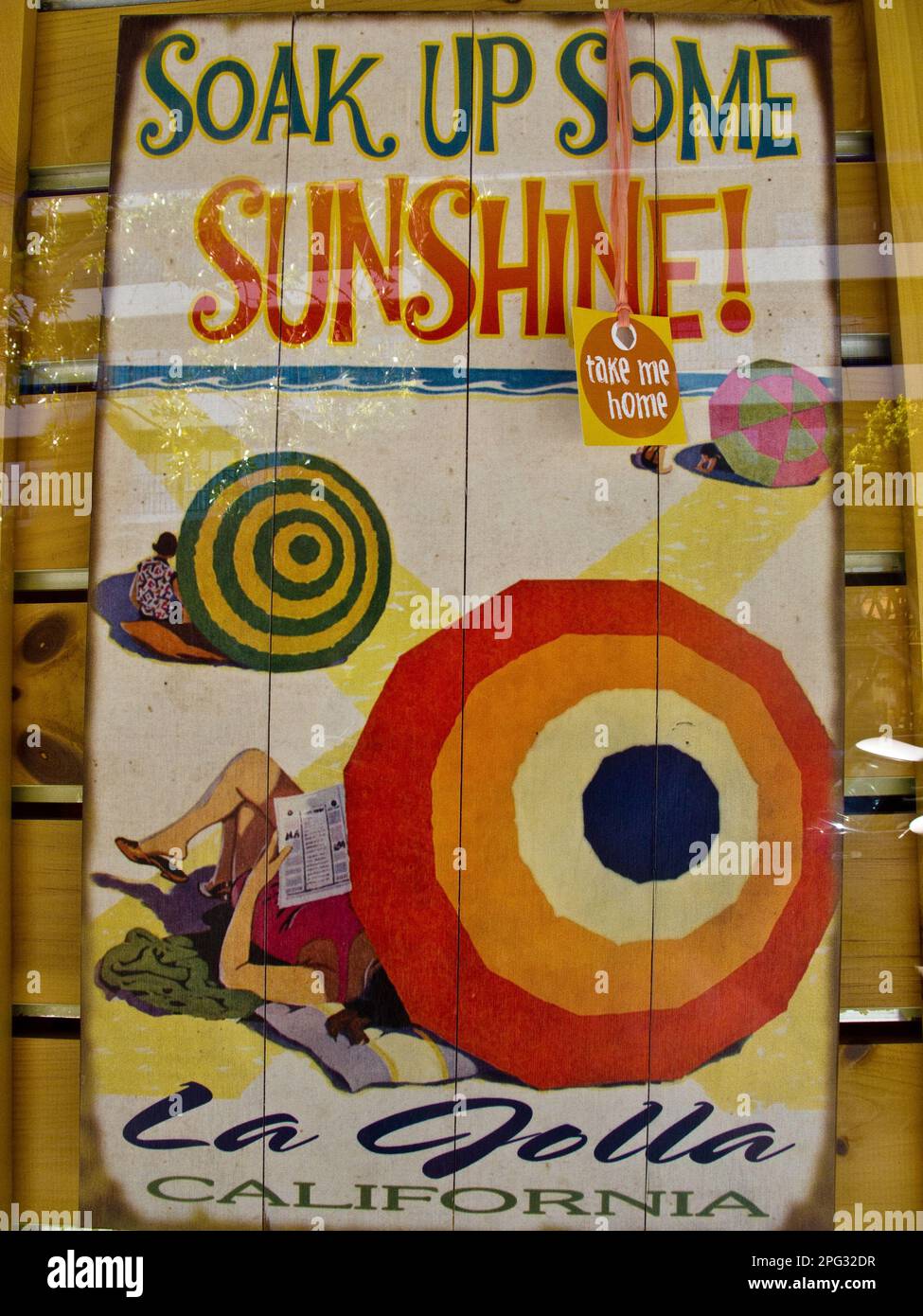 Soak up some sunshine (sign). La Jolla Stock Photo - Alamy