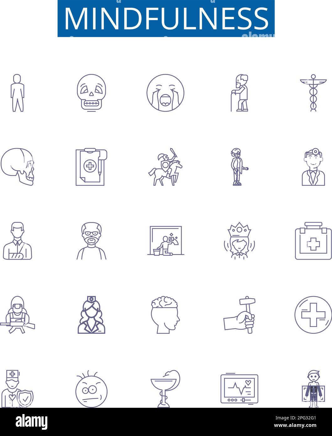 Mindfulness line icons signs set. Design collection of Awareness ...