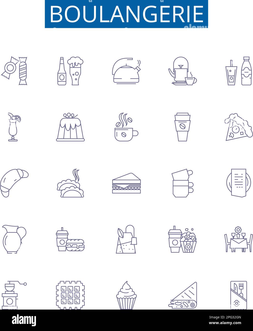 Boulangerie line icons signs set. Design collection of Bakery ...