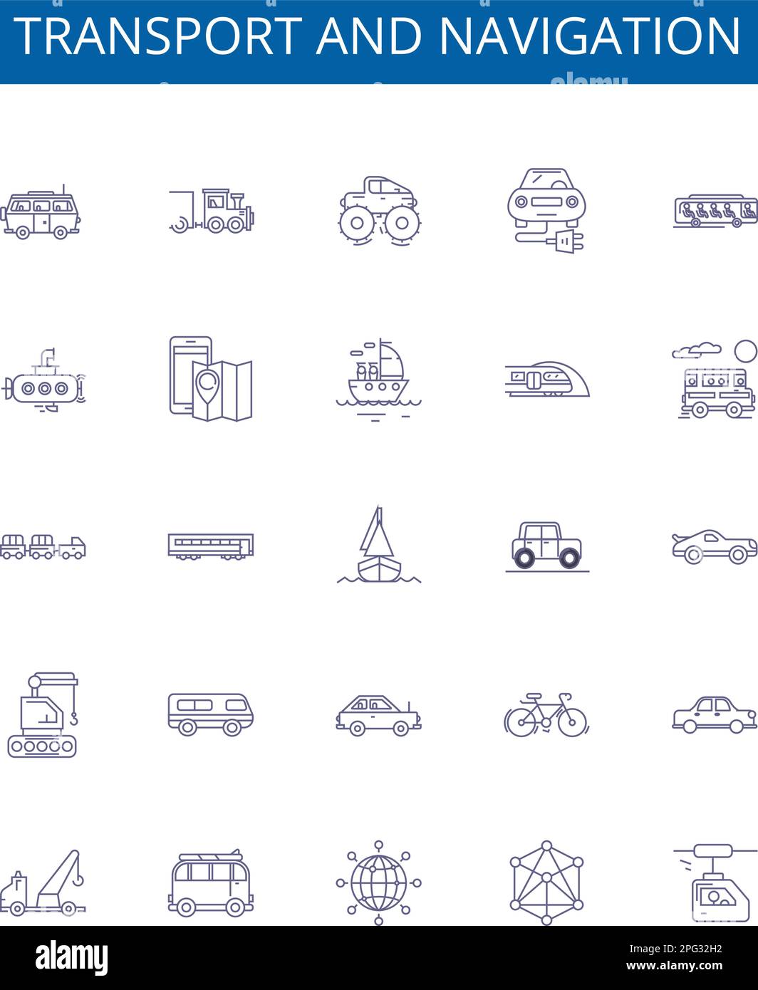 Transport and navigation line icons signs set. Design collection of Transportation, Navigation ...