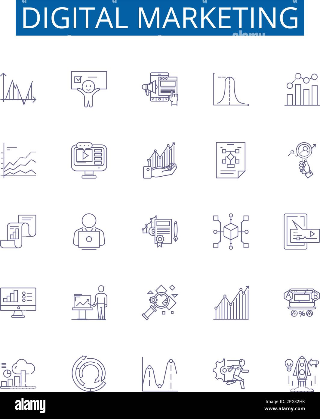 Digital marketing line icons signs set. Design collection of Digital ...