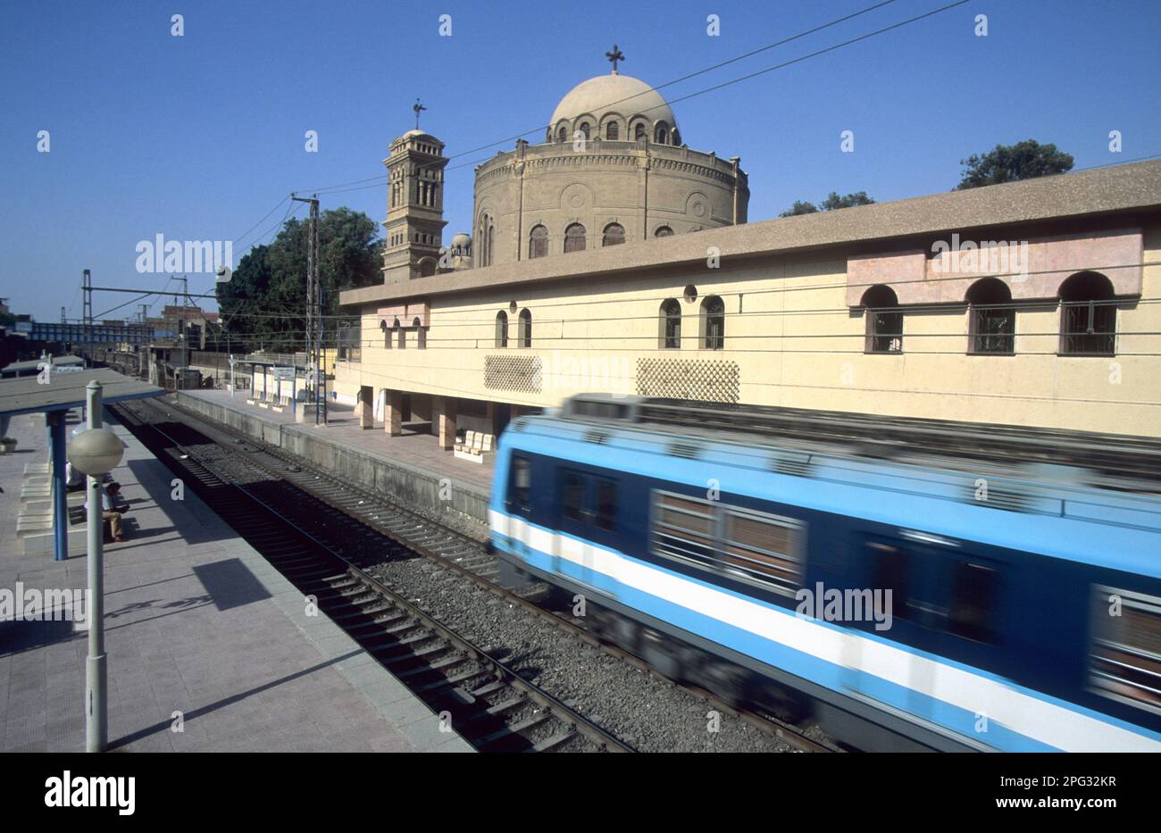 Railway station and fortress of Babylon, old Cairo, Cairo, Egypt Stock ...