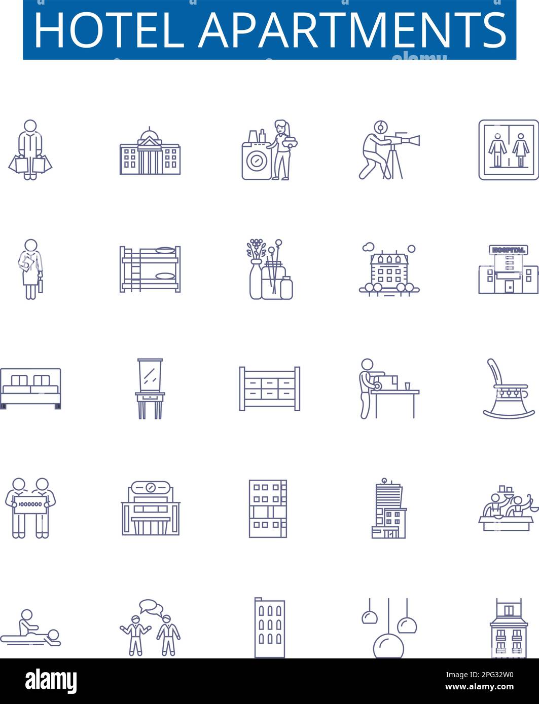 Hotel apartments line icons signs set. Design collection of Hotel ...