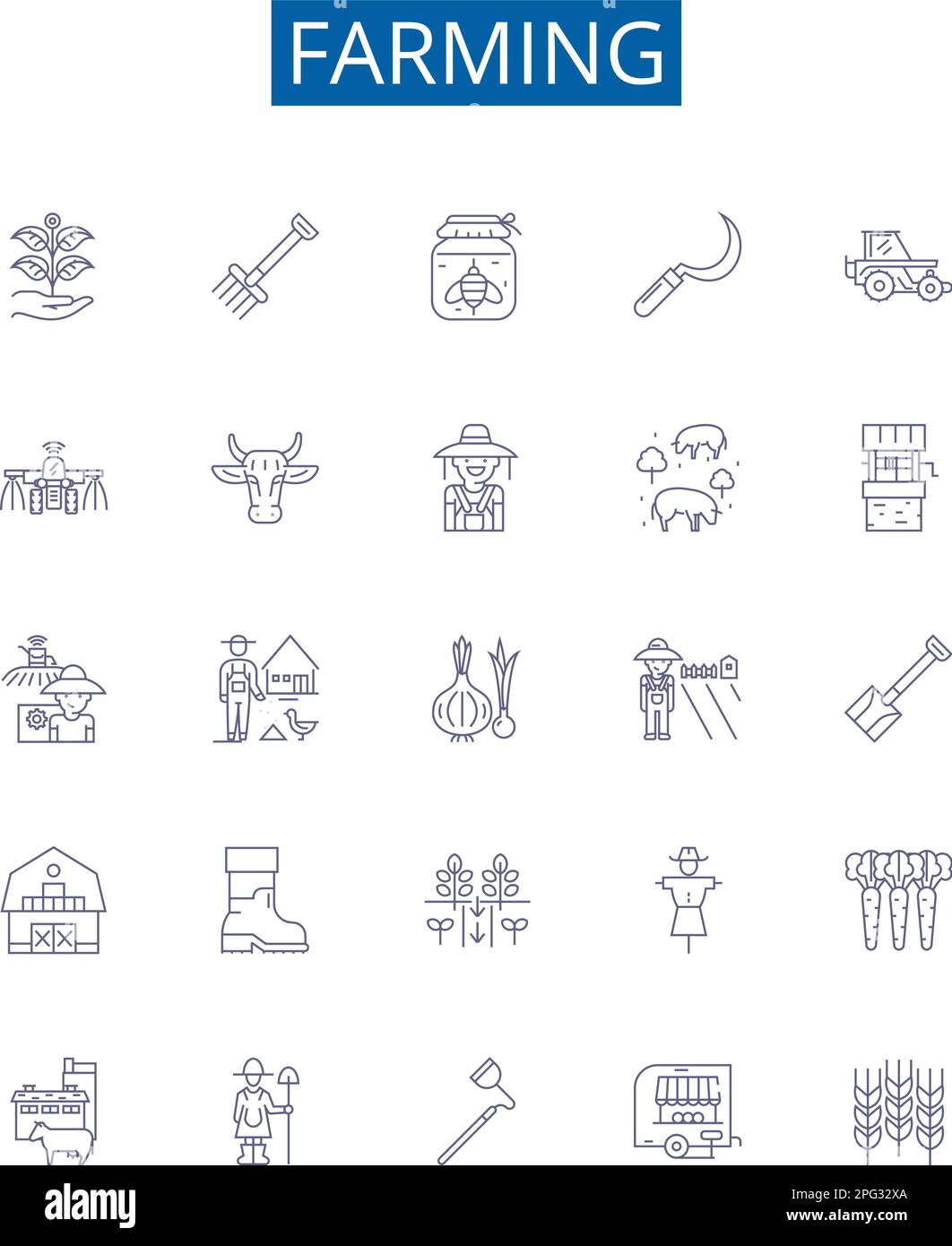 Farming line icons signs set. Design collection of Cropping ... Farming line icons signs set. Design collection of Cropping ...