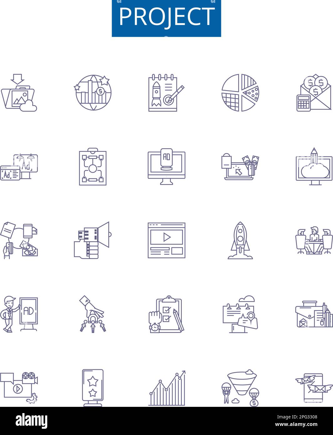 Project line icons signs set. Design collection of Development ...