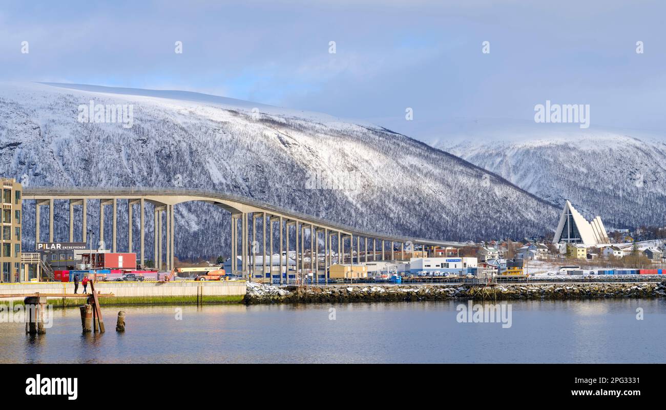 The harbour, in the background the iconic bridge and the Arctic ...