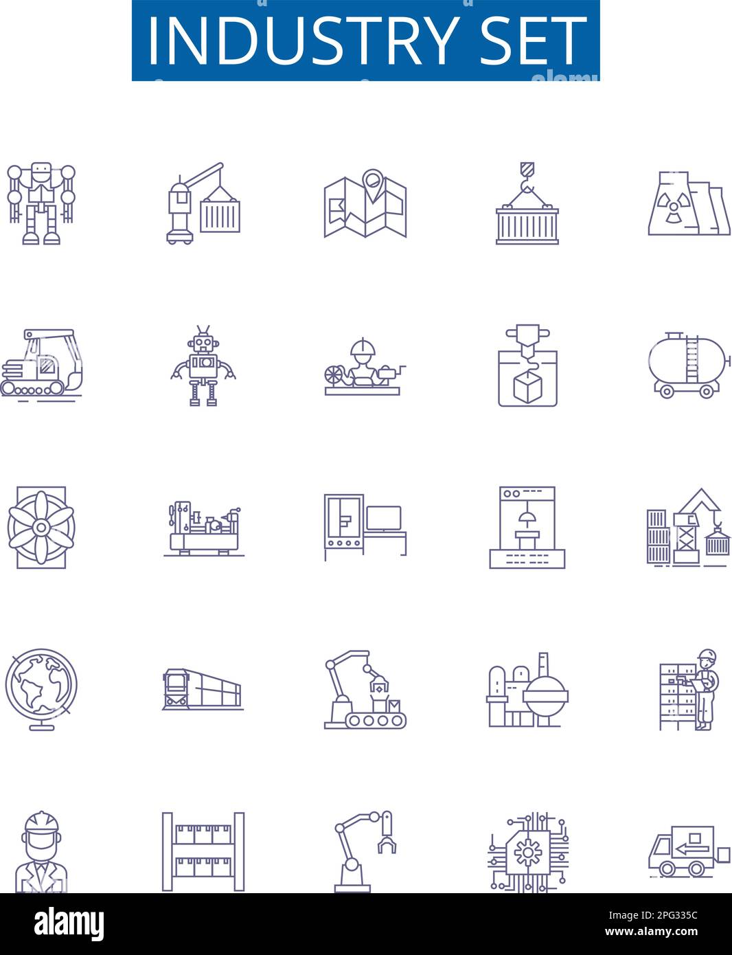 Industry set line icons signs set. Design collection of Factory ...