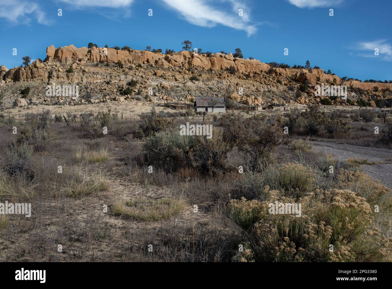 Arid landscape in Rio Puerco Valley, Northern New Mexico, with rocky ...