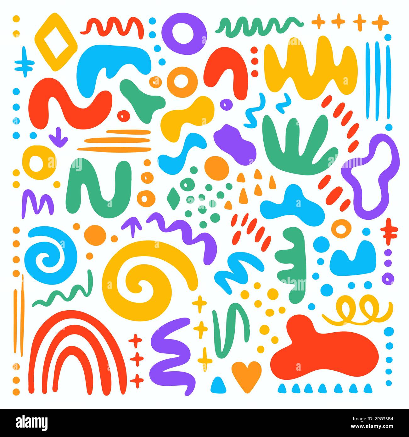 MINIMAL CHILDISH DOODLE SHAPES Contemporary Sketch Modern African Hand ...