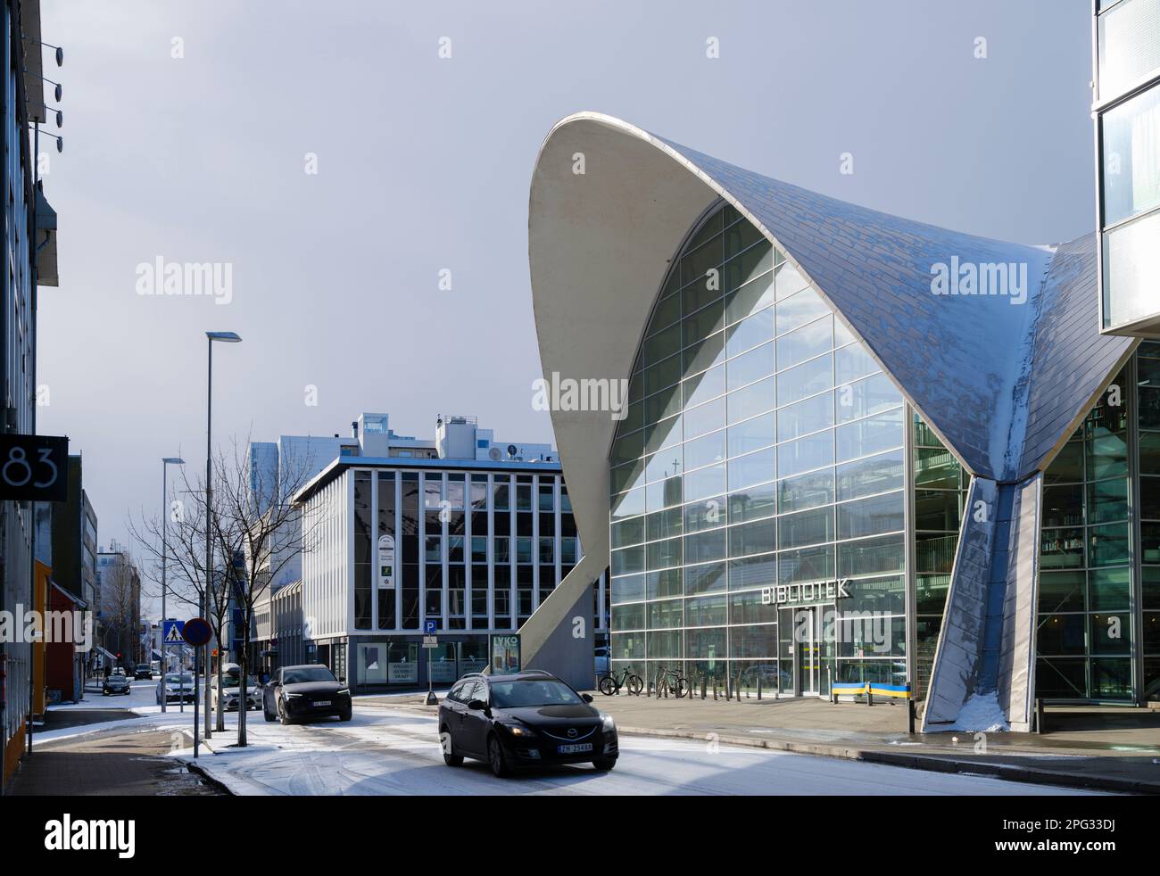 The library. Tromso or Tromsoe during winter in the northern part of ...
