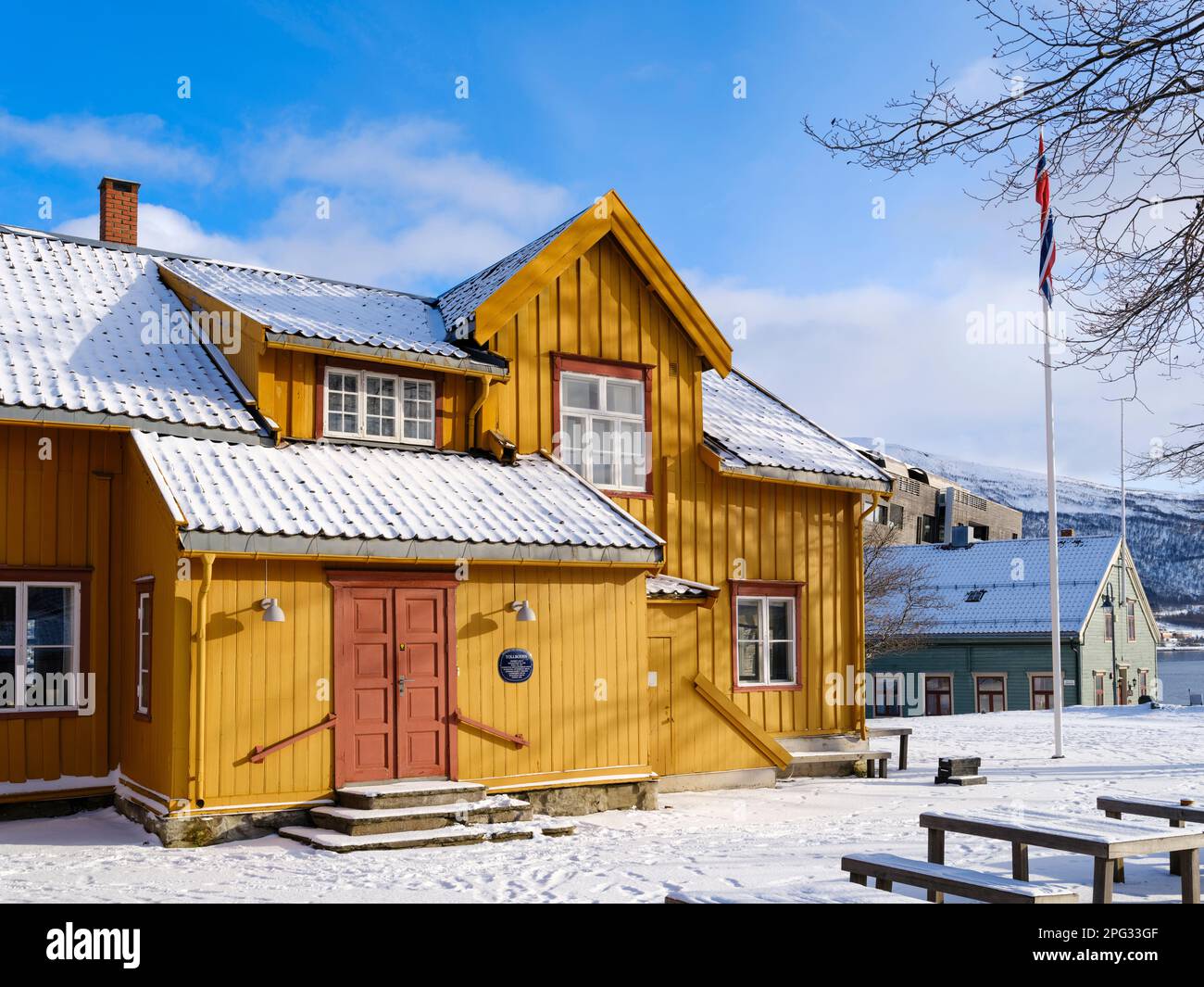 Old harbour fortress Skansen with old wooden building a former toll ...